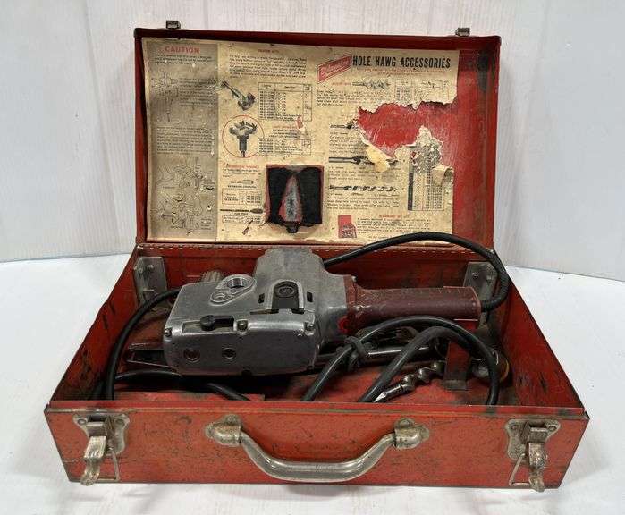 Milwaukee hole-hawg with case, 18 1/2"W, works, used - Albrecht Auction ...