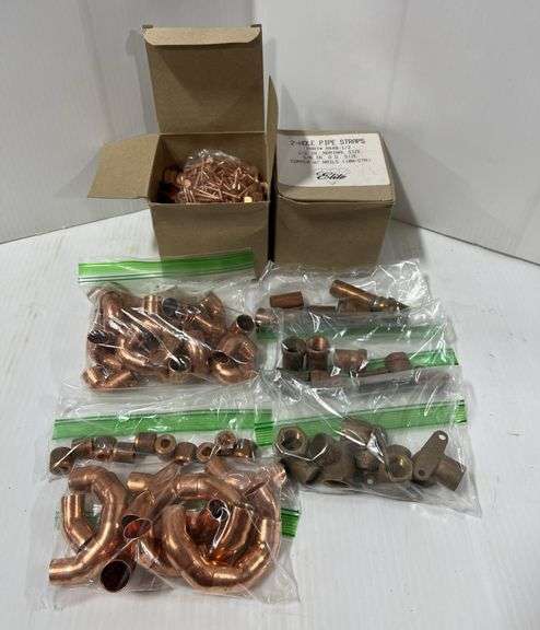 Copper fittings, 1/2", include: 25- St. 90° els, 10- 1/2" x 1/4" sweat ...
