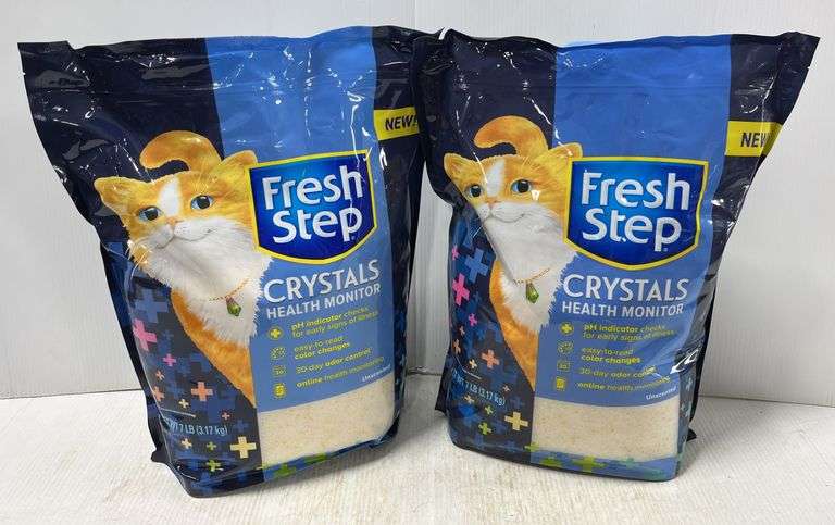 (2) Fresh Step Crystals Health Monitor cat litter, 7 lb. bags ...