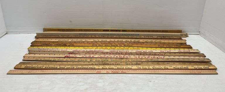 (21) Older advertising yardsticks, 36" - Albrecht Auction Service