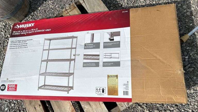 Husky shelf, 48" x 24" x 75", NIB - Albrecht Auction Service