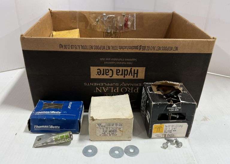 Old inventory of assorted screws, boxes of 250, 100, and 50, comes with ...