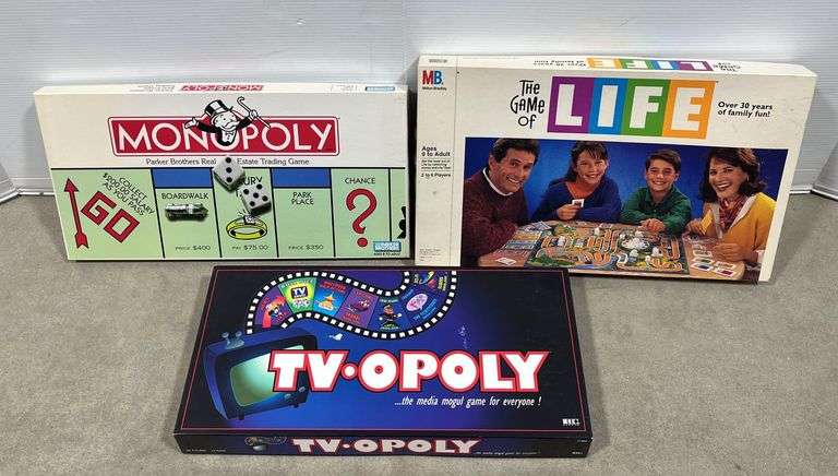 (3) Complete board games, include: TV-Opoly, Monopoly, and the Game of ...