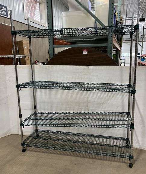Metro shelves on wheels, 5'W x 6'H, rubber coated shelves, very good ...