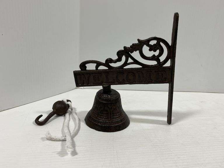 Modern cast iron Welcome Bell antique style wall hanging decor, ornate ...