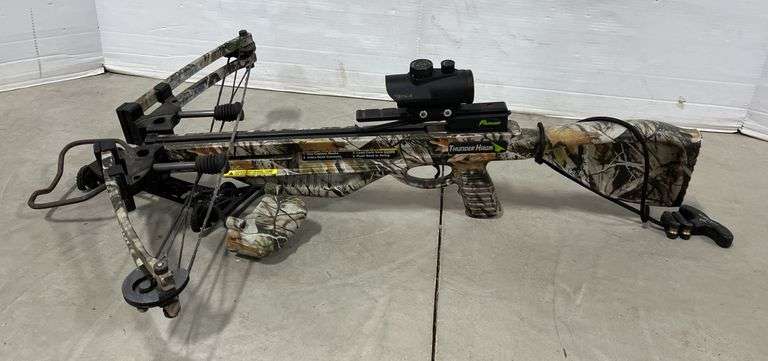 Parker Thunderhawk crossbow with red dot scope, 23"W x 34"L, used ...