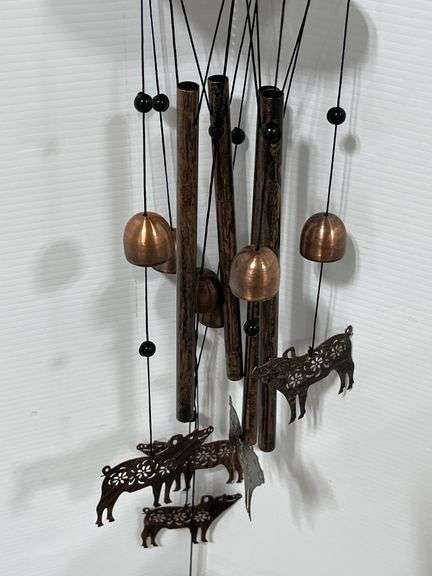 Handcrafted aluminium pig wind chime, six chimes, box- 11 1/4"L, new ...