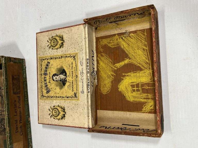 (4) Older wooden cigar boxes, includes: 2- Black Americana, "Old ...