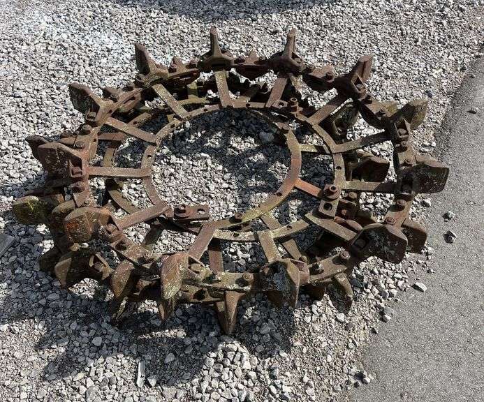 (2) Antique tractor steel wheels, lug/cleat wheels, 47"Dia, very heavy ...
