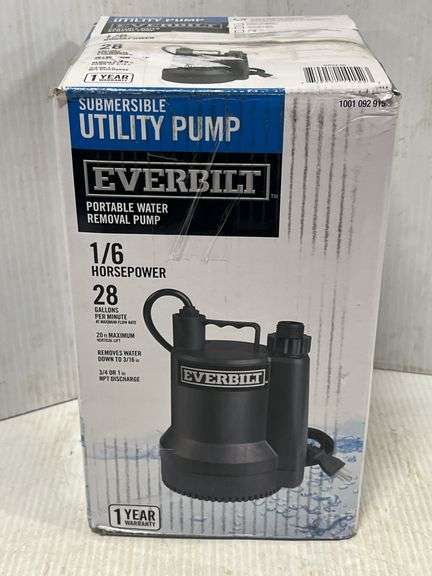 Everbilt submersible utility pump, portable water removal pump, 1/6 HP, moves up to 28-gallons ...