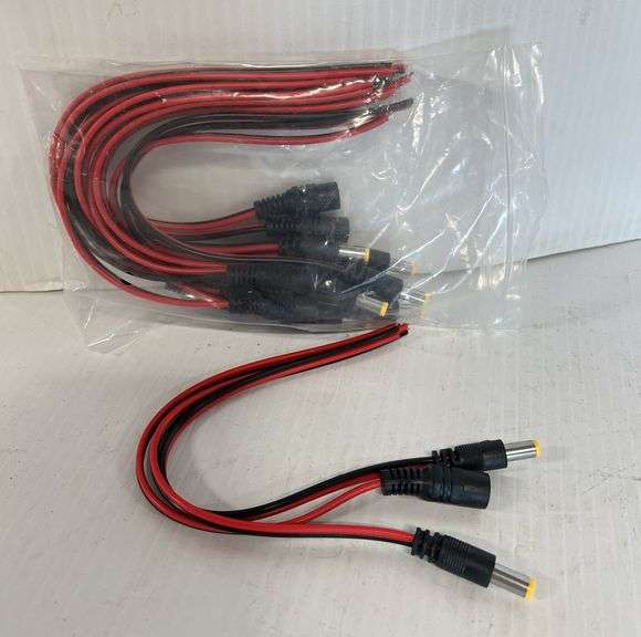 20-Pack of 12V DC connectors, 5.5 x 2.1mm, male and female, brass ...