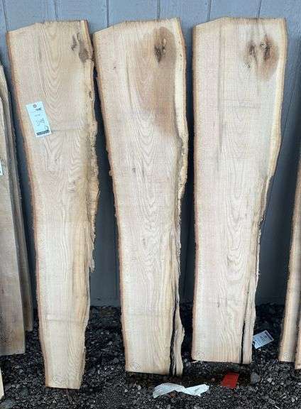 (3) Red oak pieces, live edge, rough sawn, includes: One- 12" to 15"W x ...