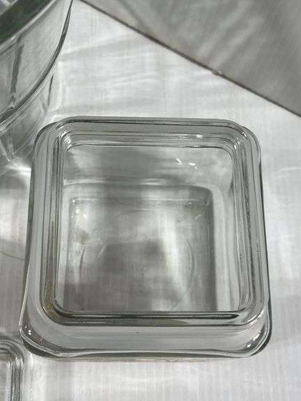 Anchor Hocking ice bucket, and Anchor Hocking storage jar, up to 7"H ...