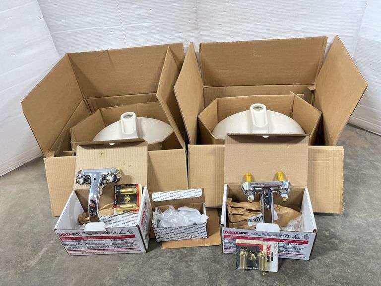 (2) American Standard aqualyn China countertop lavatories, oval, 20" x ...