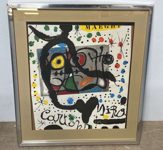 Joan Miro 1965 Galerie Maeght lithograph, frame- 25" x 28" - Albrecht ...