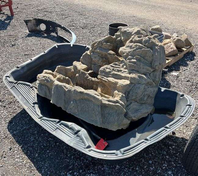 Ornamental pond with fiberglass waterfall, pond- 80"W x 48"L, waterfall ...