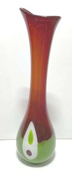 Large hand blown Romanian glass vase, 23"H - Albrecht Auction Service