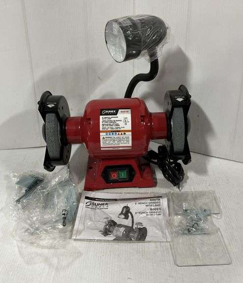 Sunny Tools bench grinder with lamp, 5001A, 6", new - Albrecht Auction ...