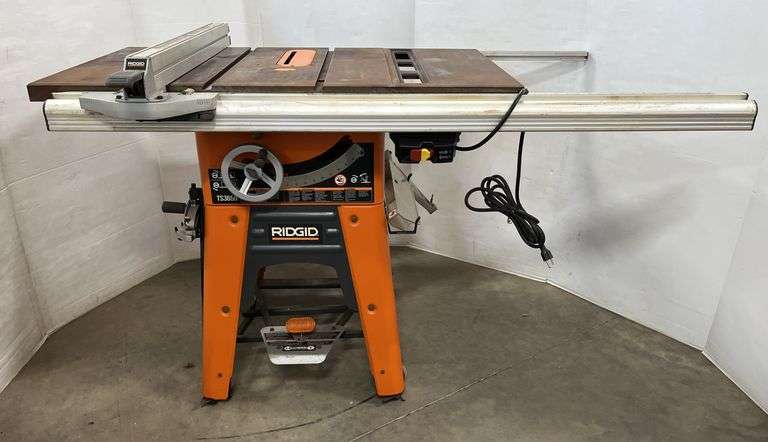 RIDGID TS3650 industrial table saw, 59"W, good - Albrecht Auction Service