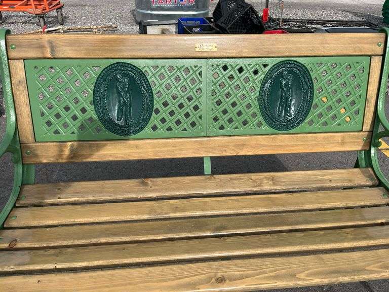 Rebuilt older golf bench, stained and sealed, 4'1"W x 1'5"D x 2'8"H ...