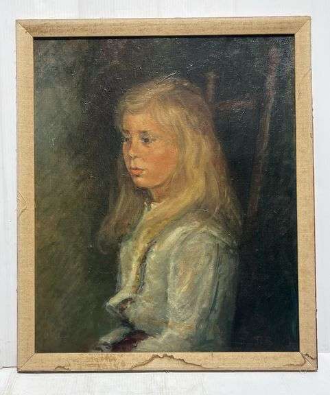 Original portrait painting signed on lower right corner, back cards ...