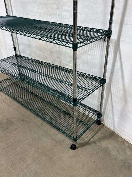 Metro shelves on wheels, 5'W x 6'H, rubber coated shelves, very good ...