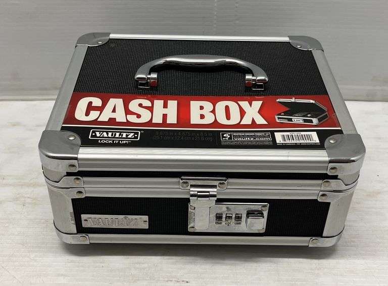 Black vaultz lockable cash box, safe box with combo lock, 10" x 8" 4 1/ ...