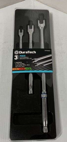 DuraTech 3-Piece breaker bar set with 180° rotatable heads, 6" to 15"L ...