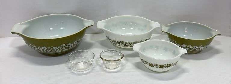 Set of (4) Vintage Pyrex crazy daisy spring blossom nesting mixing ...