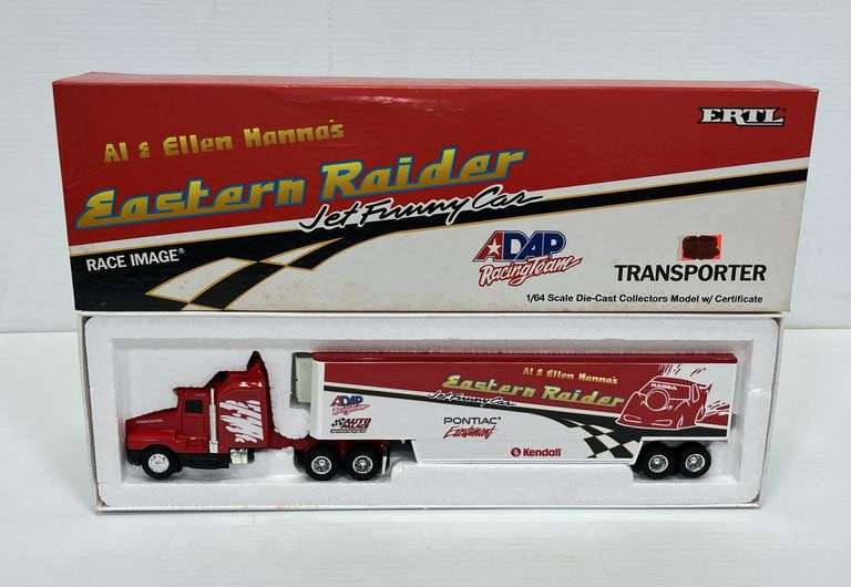 ERTL Die-Cast Metal Transporter, Eastern Raider Jet Funny Car, ADAP Racing Team Al & Ellen Hanna ...