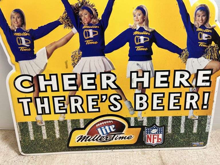 Miller Lite (NFL) "Cheer Here, There's Beer!" metal beer advertising ...