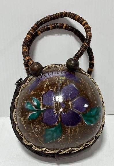 Hawaiian Coconut Shell Purse, made from coconut shells, hand-painted ...