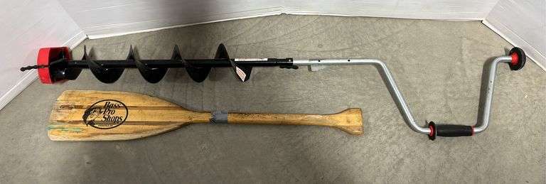 4" Jiffy hand crank ice auger, one small boat paddle, good shape ...