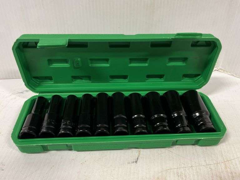 (10) Pieces of 1/2" drive deep impact socket set, 6-point, metric 10mm ...