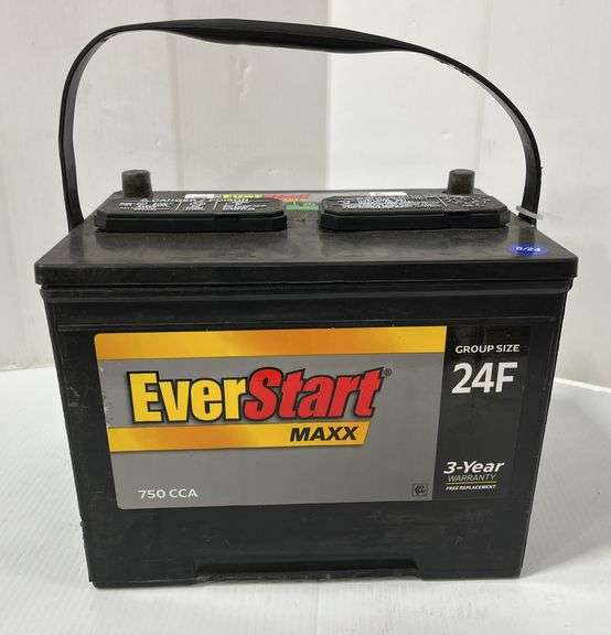 Automotive battery, Everstart Maxx, Part no. Maxx 24F, CCA750, CA925, manf date- 5/24 ...
