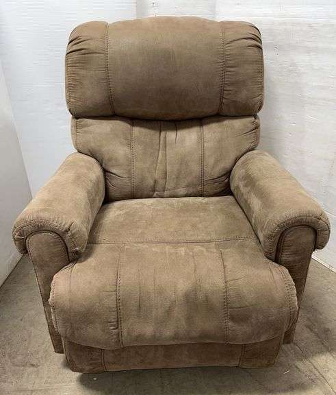 Tan rocker recliner, approx. 34"W x 40"D x 40"H, seat- 17"H, good ...