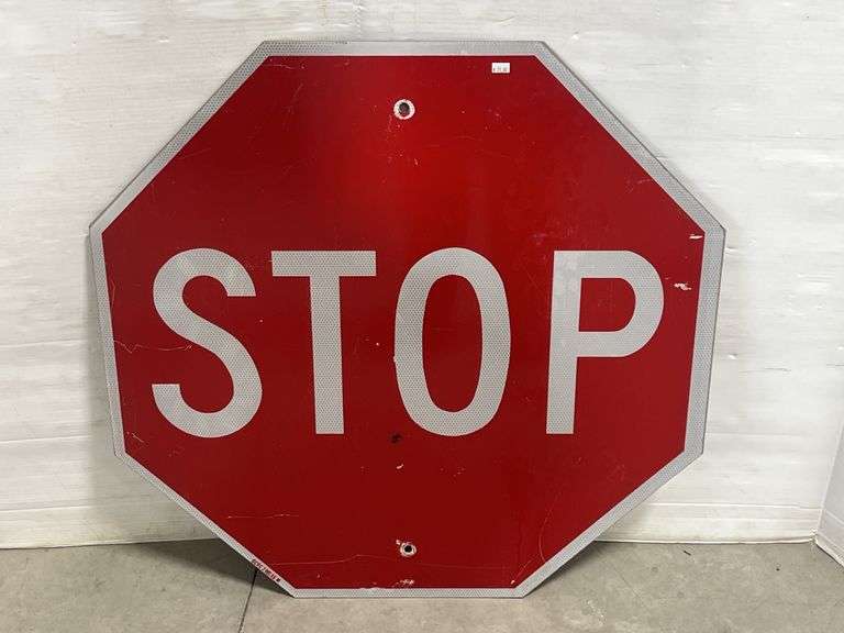 Large metal "Stop" sign, 30"H, wear from use - Albrecht Auction Service