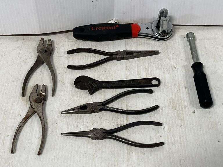 (8) Crescent tools, includes: 5- Pliers, 1- Crescent wrench, 1- Nut ...