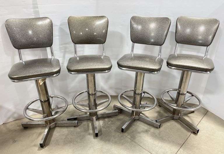 (4) Backed bar stools, 28"H to seat, good, need cleaning - Albrecht ...