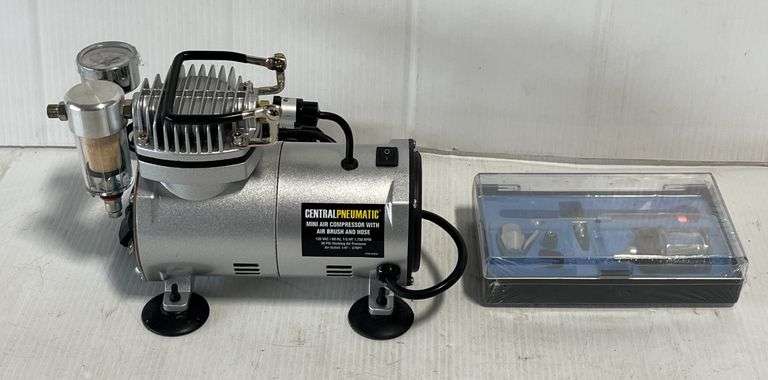 Central Pneumatic mini air compressor with Deluxe airbrush kit, no ...