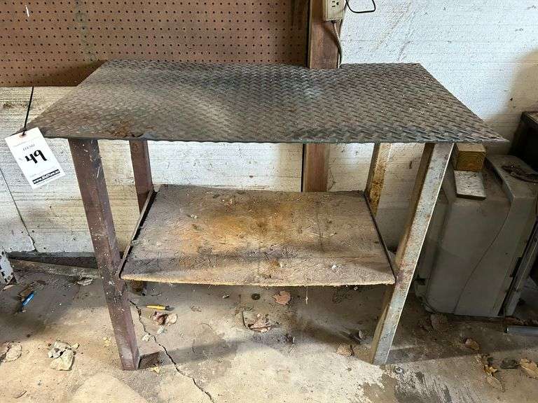Heavy Shop-made Diamond Plate Steel Table/ Work Bench, has cut out for ...