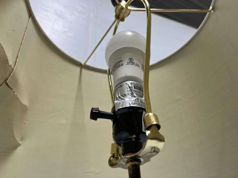 Duck lamp, 25"H, wing broken, shade dented - Albrecht Auction Service