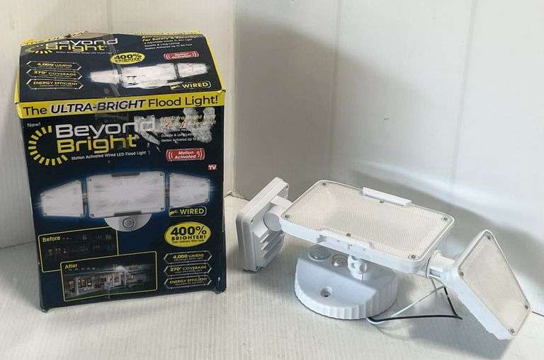 Beyond Bright motion-activated wired LED flood light, 4000 lumens, 270 ...