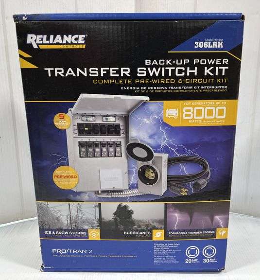 Reliance generator transfer switch kit, for generators up to 800W, 18"H ...