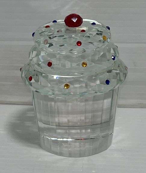 Glass paperweight cupcake design with colored crystals, made by Simon ...
