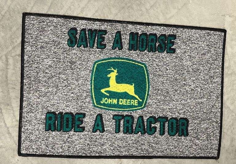 John Deere door mat, 27" x 18", new - Albrecht Auction Service