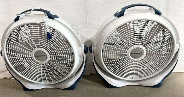 (2) Lasko wind machine fans, 20", tested and work, one fan missing side ...