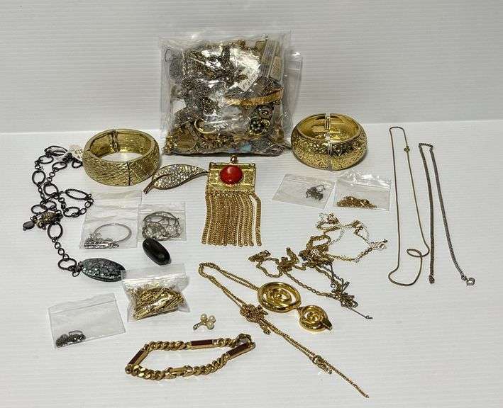 3 1/2 lbs. of Untested metal jewelry, some marked 12-18K gold-plated or ...