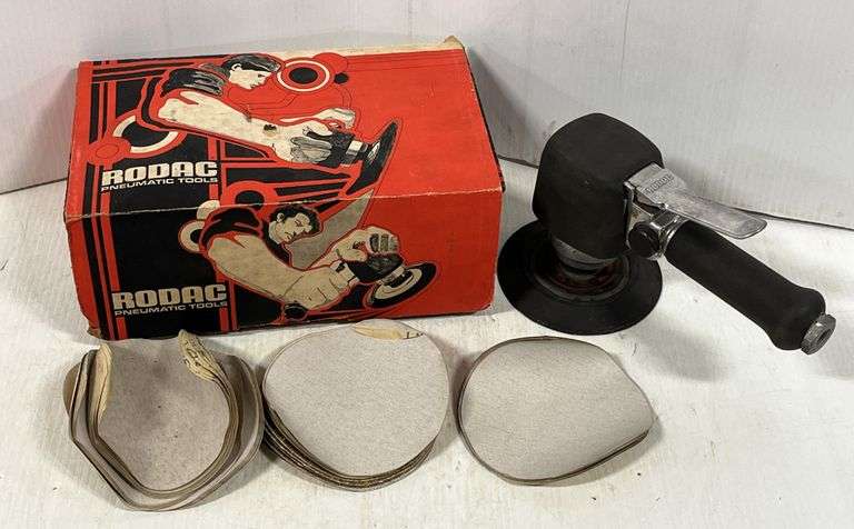 Rodac pneumatic dual action sander with sandpaper, works great ...