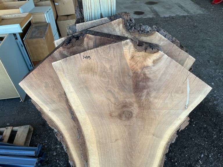 (4) Pieces of black walnut rough cut book match live edge, includes ...